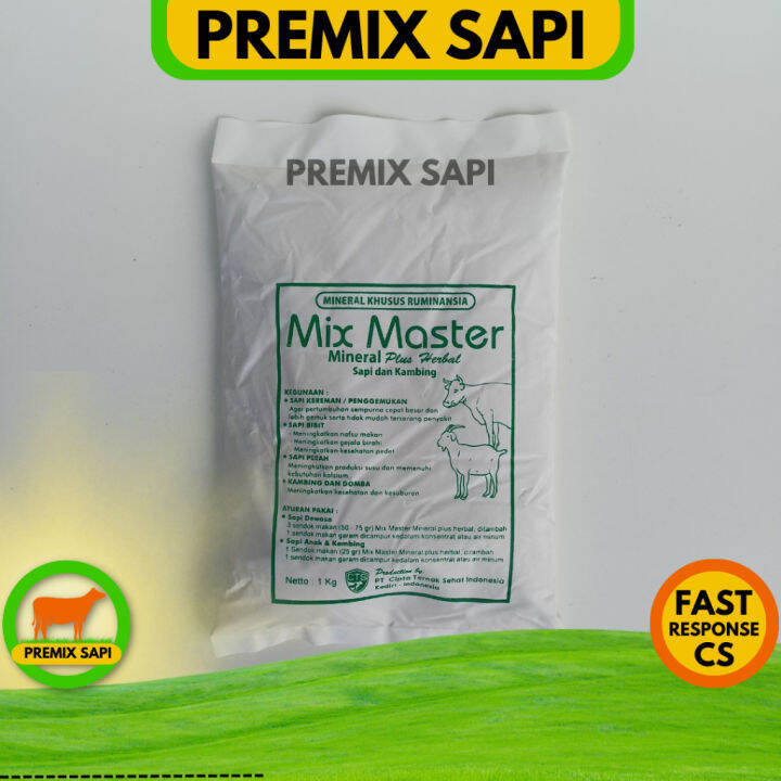 MIX MASTER PREMIX MINERAL HERBAL 1 kg - Premix Mineral Herbal Untuk Sapi Kambing Domba | Lazada ...