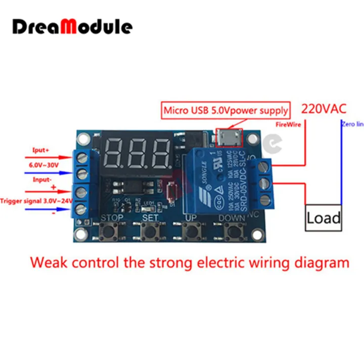 DC 6-30V Support Micro USB 5V LED Display Automation Cycle Delay Timer Control Off Switch Delay ...