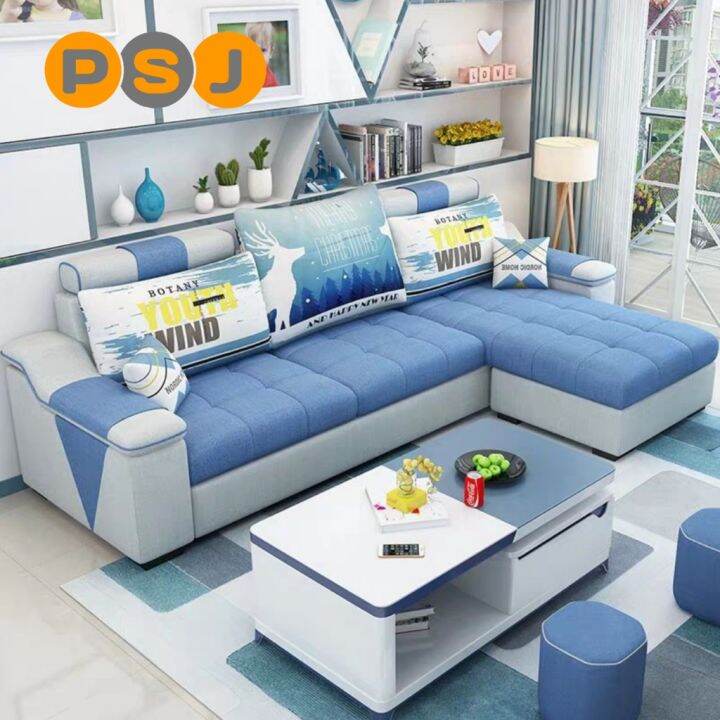 Sofa Minimalis L Shape Modern Bahan Leather/Canvas | Lazada Indonesia