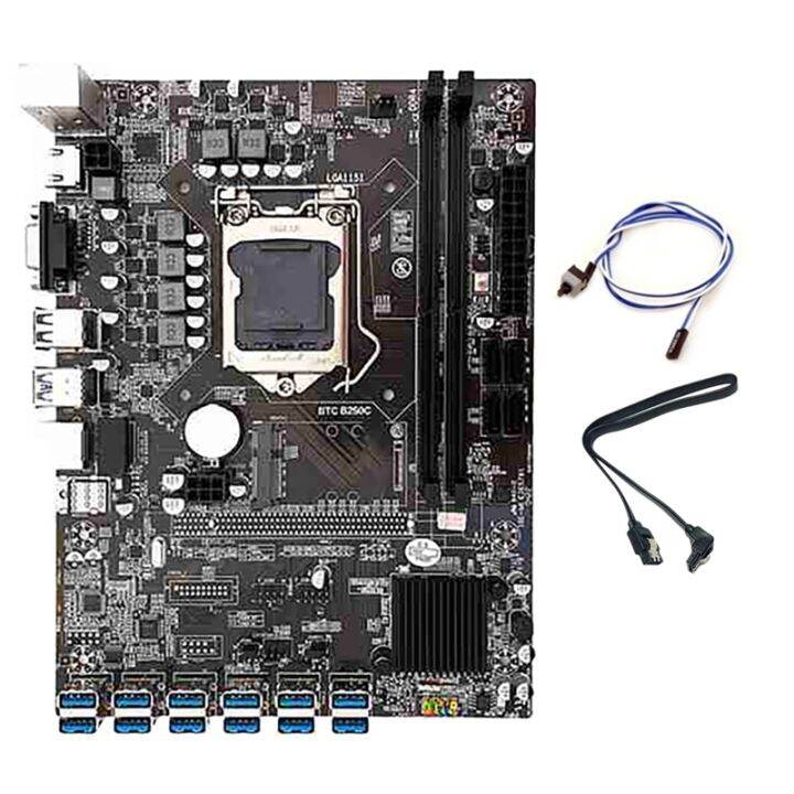 B250C BTC Mining Motherboard 12 USB3.0 to PCIE+Switch Cable+SATA Cable ...