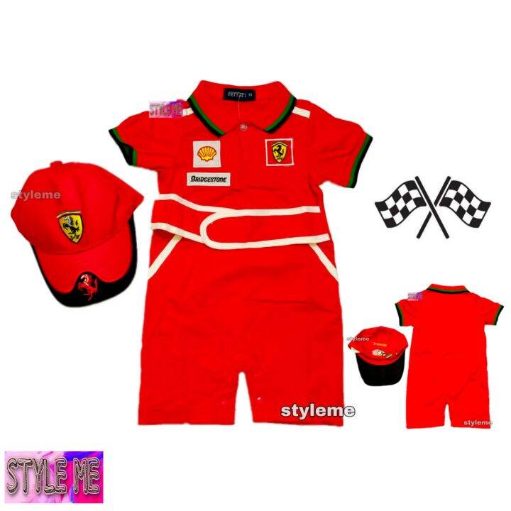 Ferrari with Cap Racing Car Colour Red Costume Overall for Baby | Lazada PH