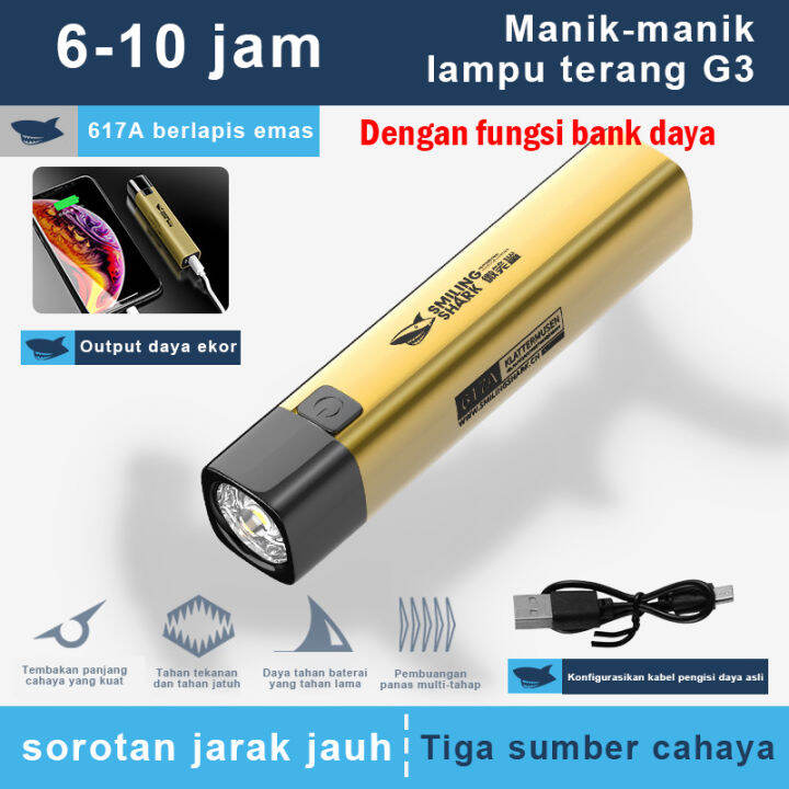 Senter shark mini LED ORIGINAL Super Terang/senter Jarak jauh paket ...