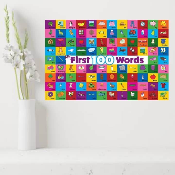 Laminated My First 100 Words Chart for Kids, Learners and Educators ...