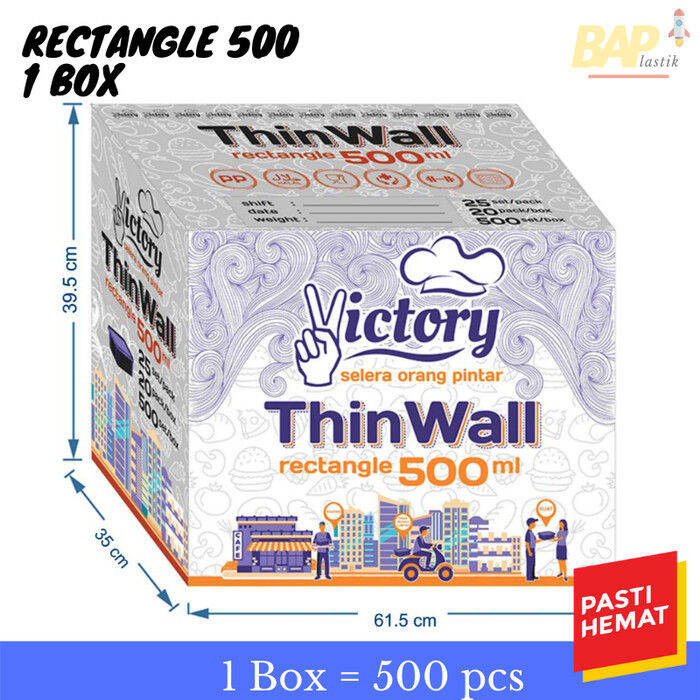 Thinwall Victory Rectangle 500 ml ( 1 DUS ) | Lazada Indonesia