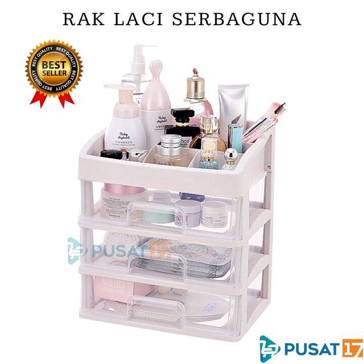PUSAT17 RAK KOSMETIK / RAK MAKE UP SUSUN 3 LACI / RAK SERBAGUNA TEMPAT ...