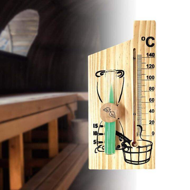 BolehDeals Wood Sauna Thermometer, Sand Clock 15 Min & Sauna Sand Timer ...