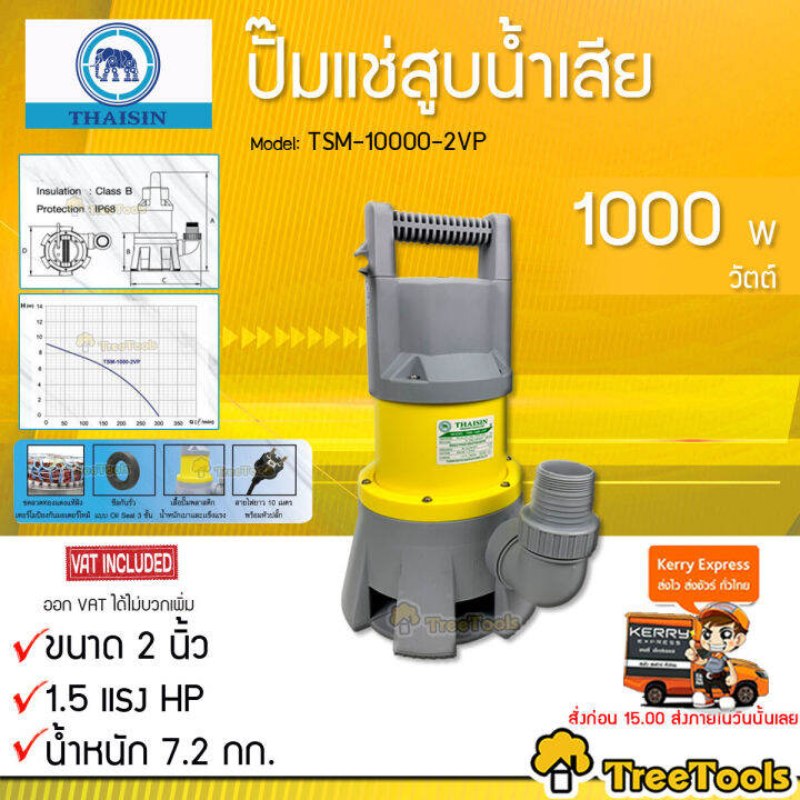 THAISIN ไดโว่ ปั๊มแช่ รุ่น TSM-1000-2P 1000วัตต์ 2นิ้ว 1.5HP ขดลวด ...