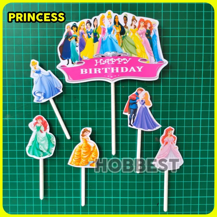 TOPPER CAKE KERTAS PRINCESS Dekorasi Hiasan Kue Ultah Tusukan Printing ...