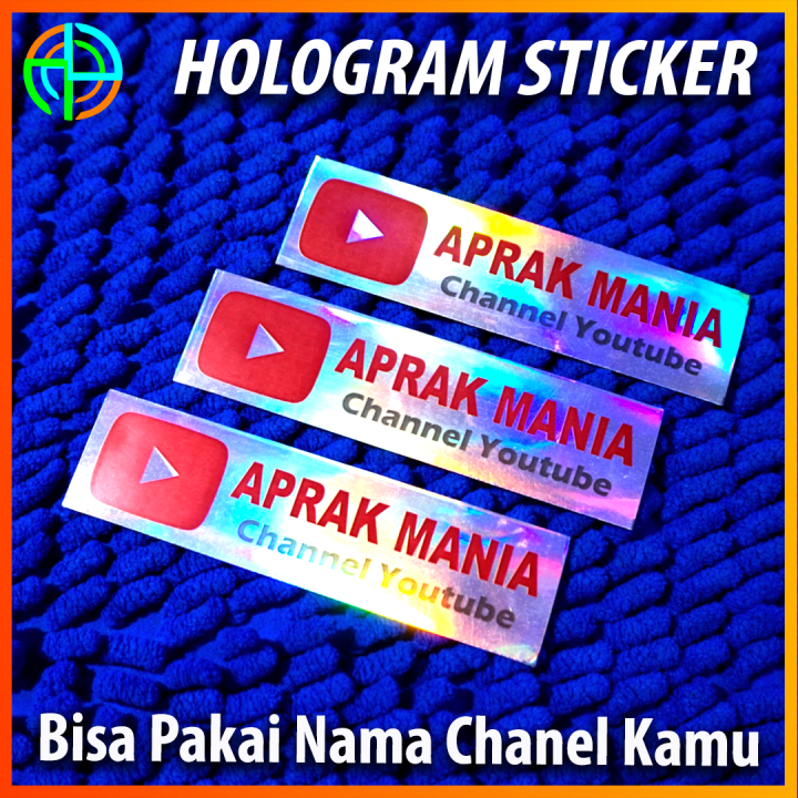 (Dapat 10 Lembar) Hologram Sticker Costum Nama Chanel Youtube Stiker ...