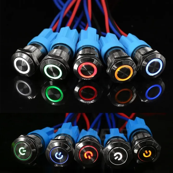 10pcs 12mm LED Light Metal Push Button Switch 5 Colors 4 Pin Annular ...