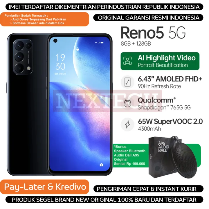 OPPO Reno 5 [5G] - 8GB/128GB - AMOLED - Snapdragon 765G OPPO Reno5 5G - Garansi Resmi OPPO ...