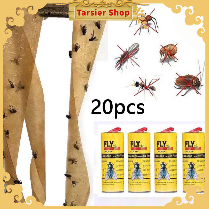 20 Rolls Fly Catcher Restaurant Kitchen Fly Trapper Sticky Fly Paper ...