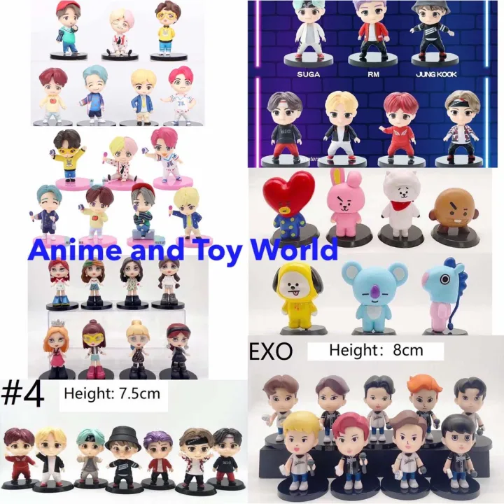 789pcsSet Cute Kpop BTS Bangton Boy BT21 Blackpink EXO Mini Model ...