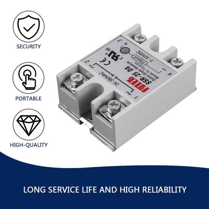 OXG Solid State Relay SSR-25DA 25A Module 3-32V TO 24-380V AC SSR 25DA ...