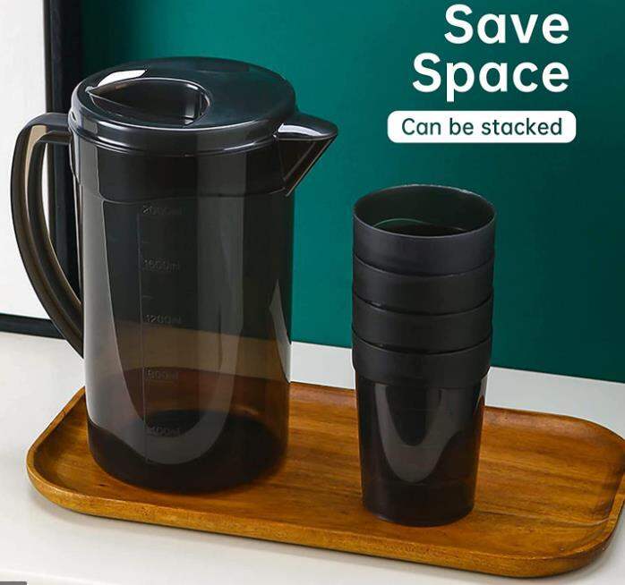 Water Pitcher Set with Lid Pitcher Plastic Pitcher Set with 4 Cups ...