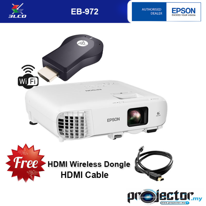 Epson EB-972 XGA 4100 Lumens 3LCD Projector, Long Lamp Life, Wide-Ranging Interface Education ...