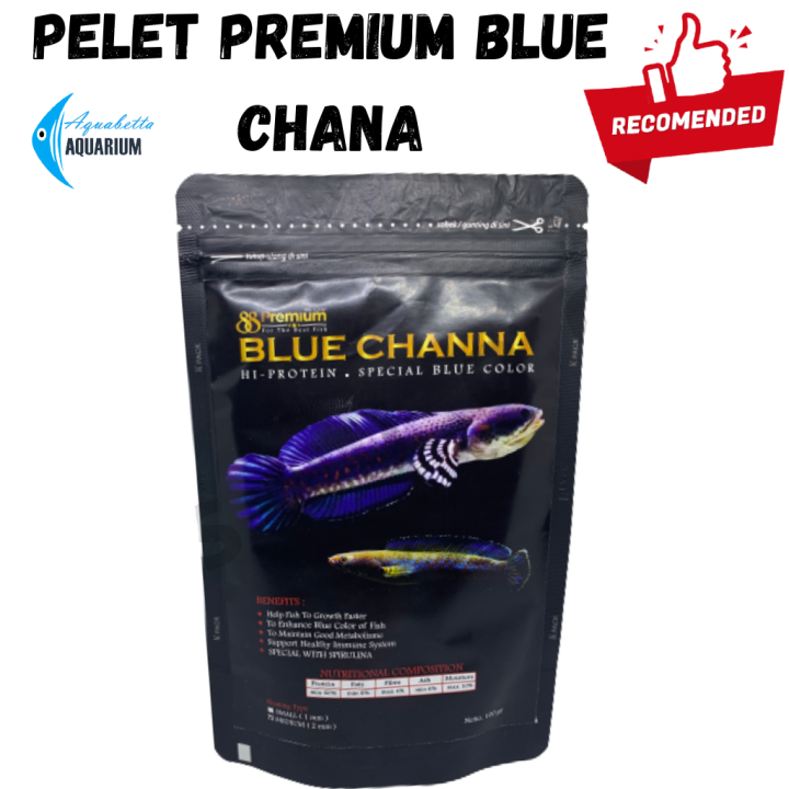 Pelet Premium Blue Channa 100g Pakan Chana Cana Andrao Pulchra Makanan ...