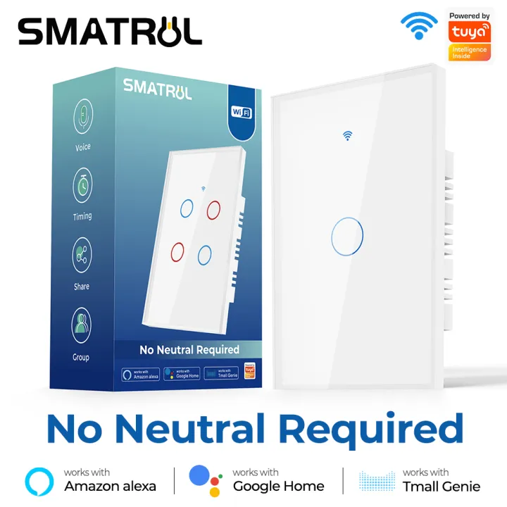 Smatrul Wifi Switch And 433mhz Rf No Neutral Required Smart Wall
