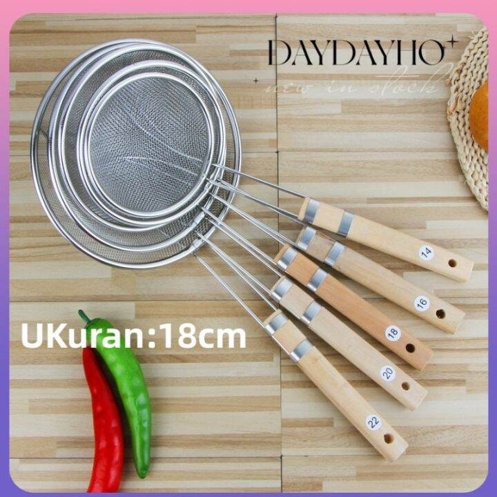 Saringan mie saringan gorengan parabola stainless kayu serok tebal 18cm ...