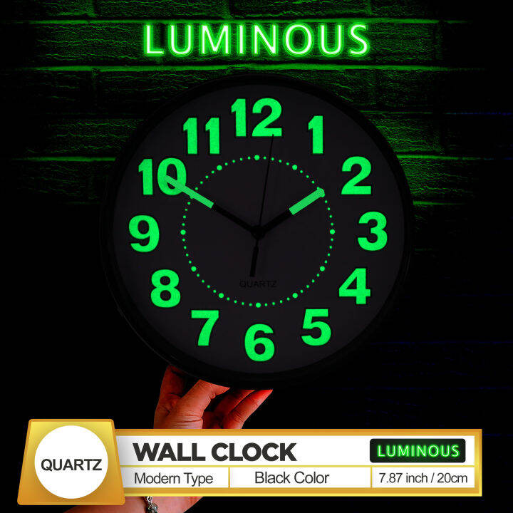 Quartz Luminous Radiance: Glow in the Dark Wall Clock (7.87 Inches to 9 ...