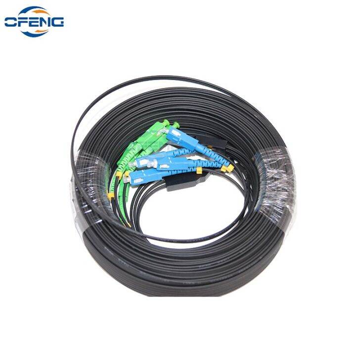 100M 3 Steel 4 core Indoor Outdoor Fiber Optic Drop Cable Optical Patch ...