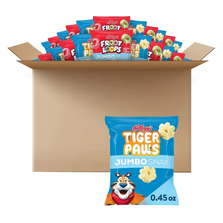 Kellogg's Jumbo Snax Cereal Snacks, Variety Pack, Tiger Paws, 1 Box (12 ...