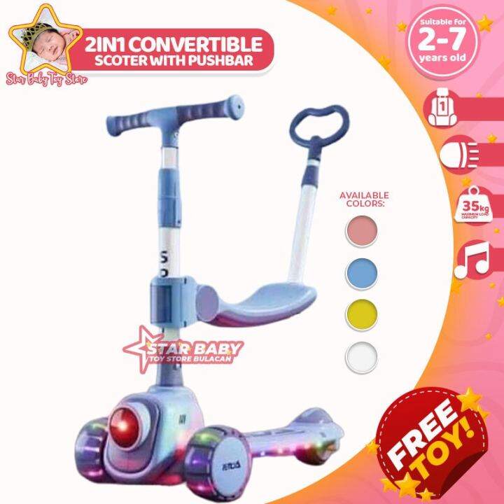 Star Baby Toy Store 2in1 Convertible Scooter with Push Bar for Kids ...