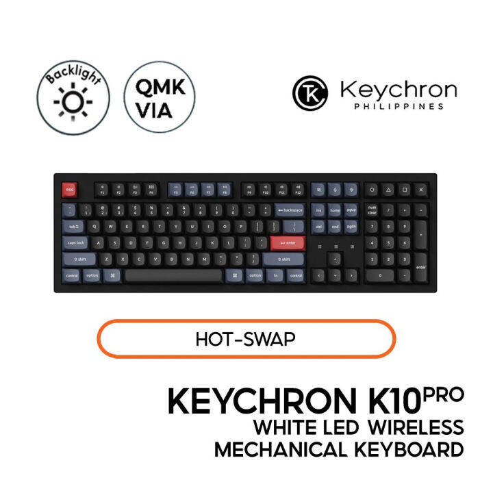 Keychron K10 Pro QMK Mechanical Keyboard Full Layout, Wired/Bluetooth ...