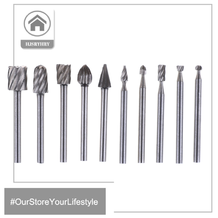 HITN 10pcs 1/8 Inch Shank Milling Rotary File Burrs Bit Set Wood ...