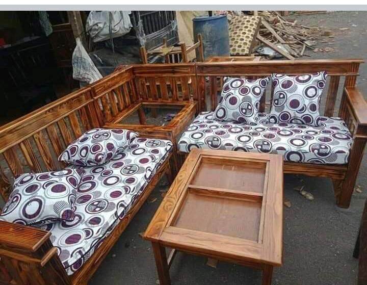 sofa kayu L mahoni motif bakar | Lazada Indonesia