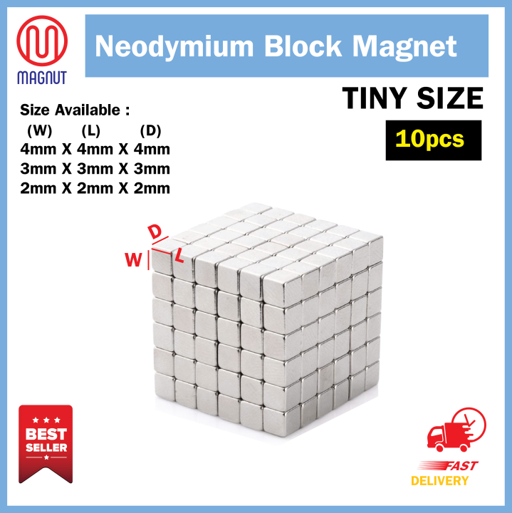 10pcs- TINY SIZE Cube Magnet 4mm / 3mm / 2mm Super Strong Block Magnet ...