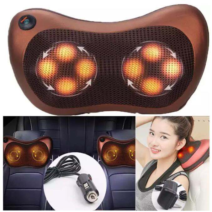 เครื่องนวดไฟฟ้า เครื่องนวดอินฟาเรด หมอนนวดคอ Neck Massage Pillow หัวนวด 8 ลูก Th