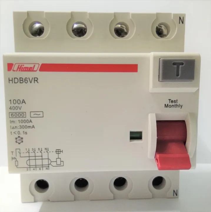 HIMEL HDB6VR Residual Current Circuit Breaker (RCCB) 4P 100A 30mA/300mA/100mA | Lazada