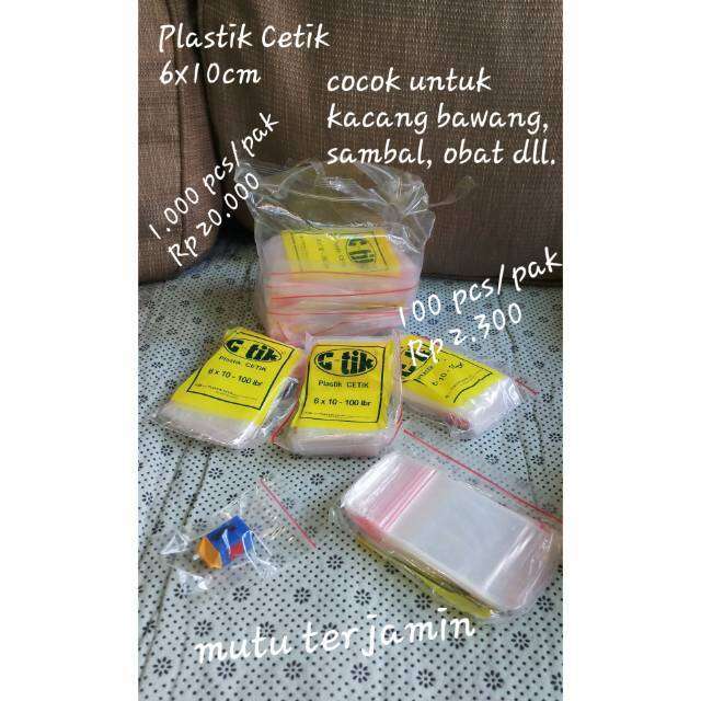 Plastik cetik 6x10cm. cocok untuk obat, snack-snack, dll. 100pcs/pak ...