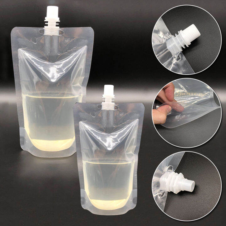 10pcs Beverage Stand Up Pouch Plastic Bag Spout Suction Drink Plastic Transparent Bag | Lazada PH