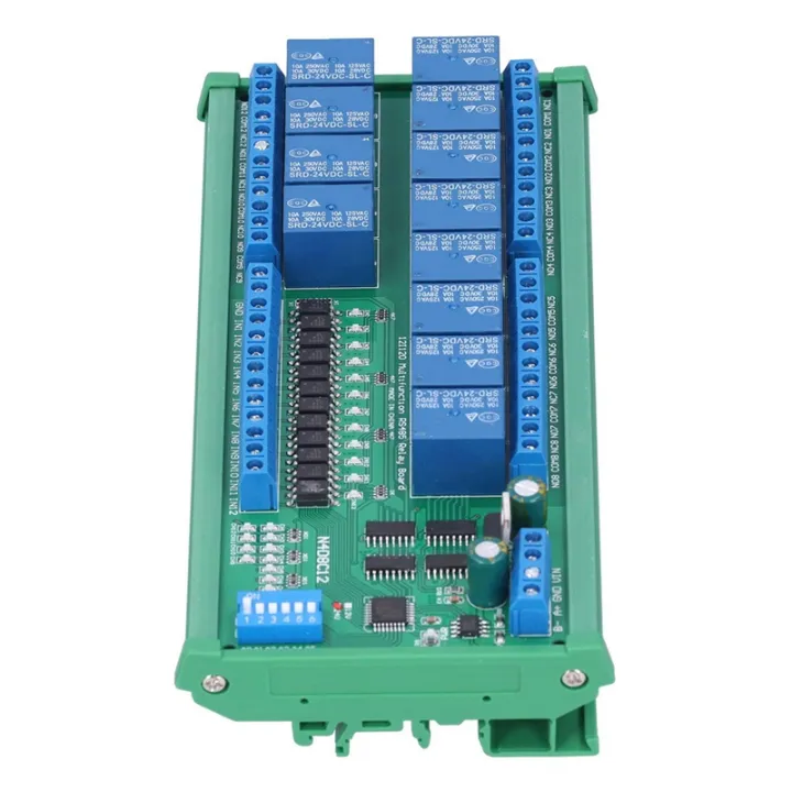 24V 12Ch Digital Input Output UART RS485 Relay Module Modbus RTU for PLC PTZ LED Motor Machine ...