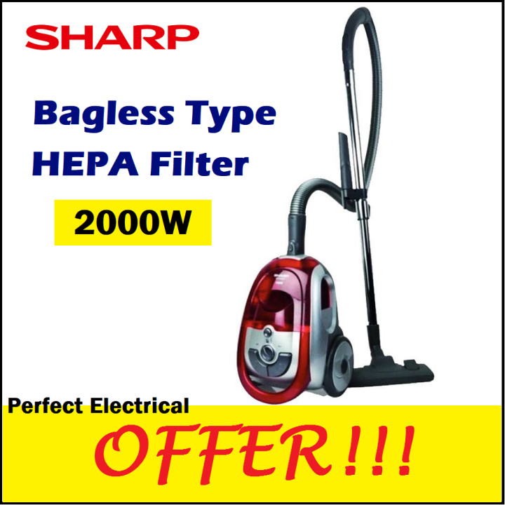 Sharp 2000W ECLS20R Bagless Vacuum Cleaner with HEPA Filter EC-LS20R ...