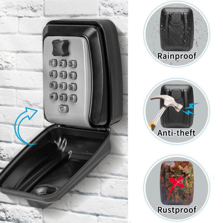 Key Safe Wall Mounted Large Key Lock Box With Resettable Push Button 12 ...