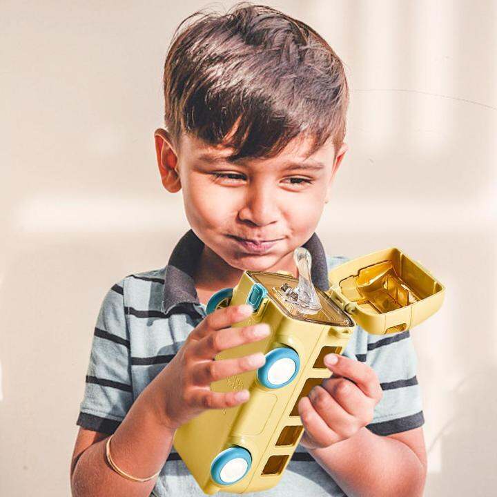 500ml Creative Cartoon Train Bus Car Shape Straw Water Bottle Cup ...