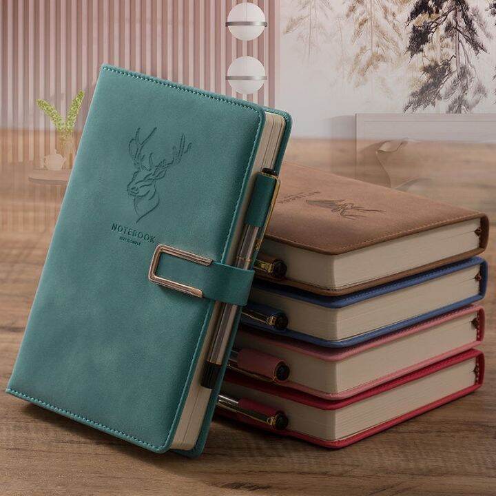 A5 Big Notebook with pen Magnetic Snap Side Faux Leather Thick Notebook ...