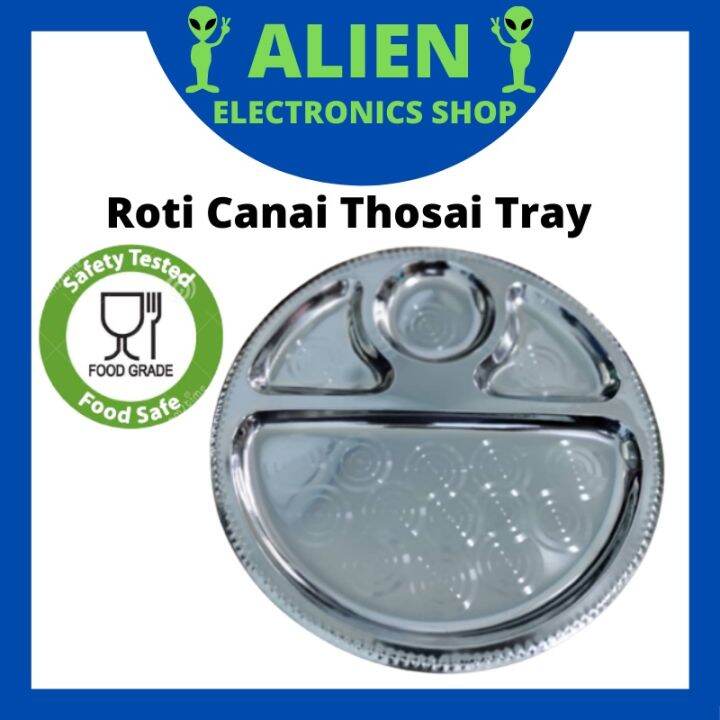 Stainless Steel 4 Compartmental Roti Canai Tray/Plate/ Food Serving ...