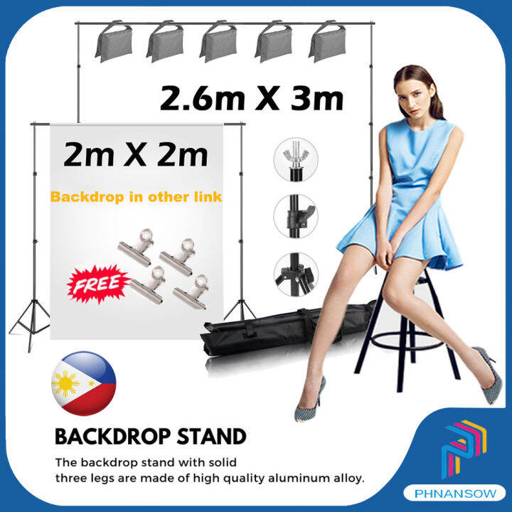 2.6 X 3m /6.5ft x 9.8ft Heavy Photography Background Stand Kit Video ...