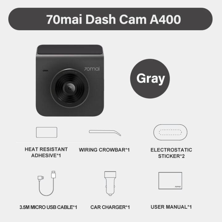 Xiaomi 70mai A400 1440P Resolution Car DVR Dual Channel Front and Back Sight Cam Dash Cam ...