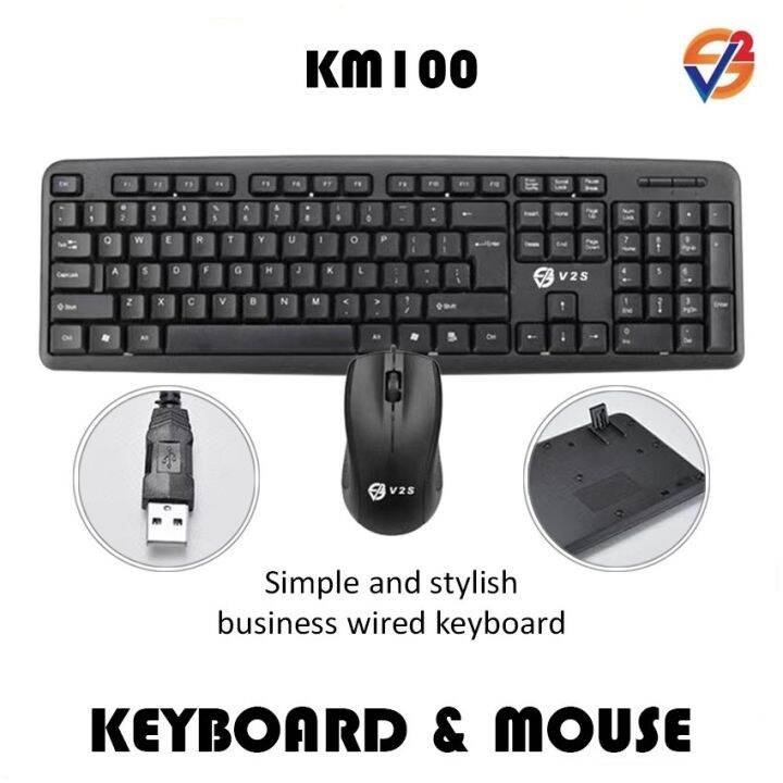 V2S KM100 Mechanical Wired Keyboard And Mouse Bundle Set | Lazada PH