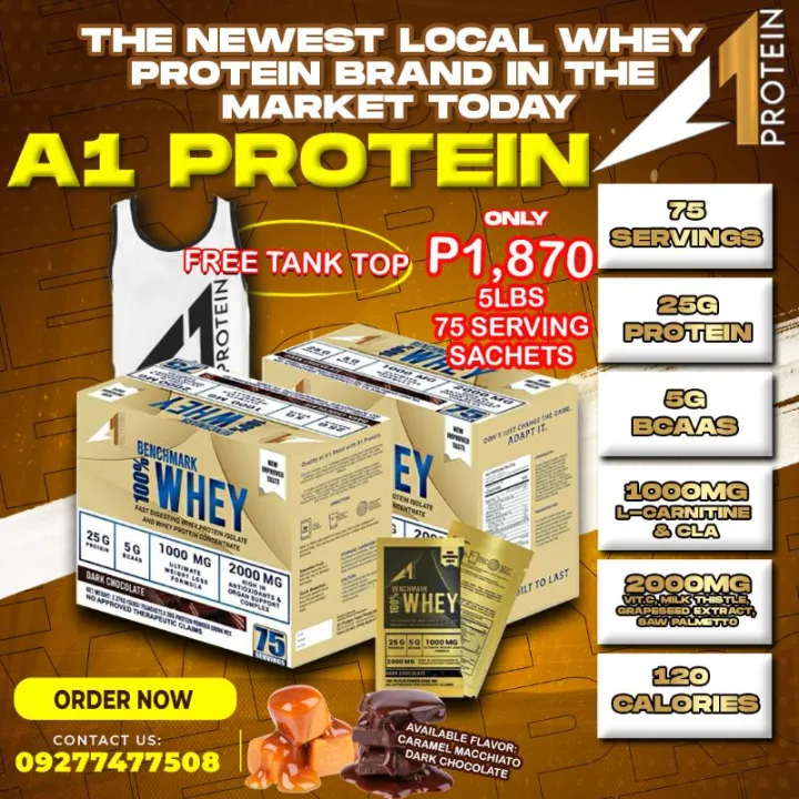 【Quick Send】A1 Protein Benchmark Whey Protein 5lbs 75 serving sachets ...