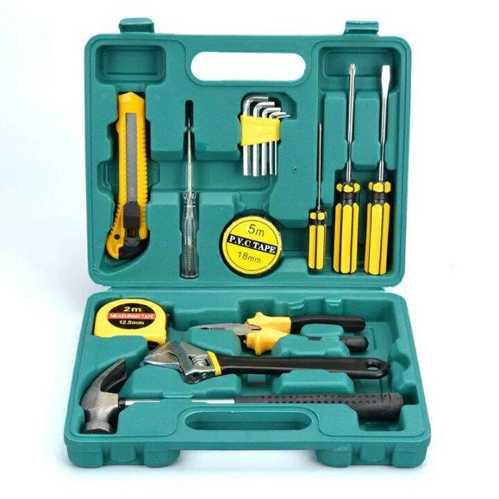 TJA 16 Pcs Complete Tools Set Kit Professional Hand Toolbox General Household Work Tool Box ...