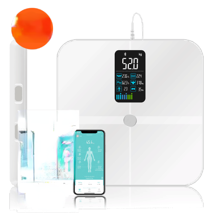 8 Electronic BMI Glass VA Screen OEM White Black Body Weight Fat ...