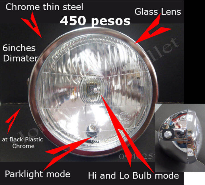 Round Headlight Chrome Plated 6 inches, Classic | Lazada PH
