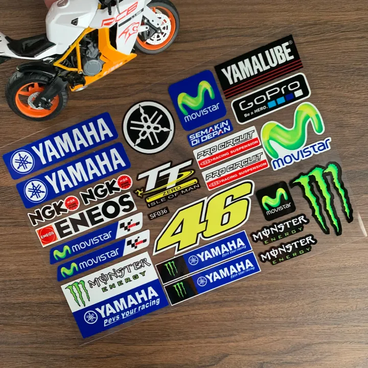 YAMAHA 46 Monster Reflective Motorcycle Accessories Sticker Decals ...