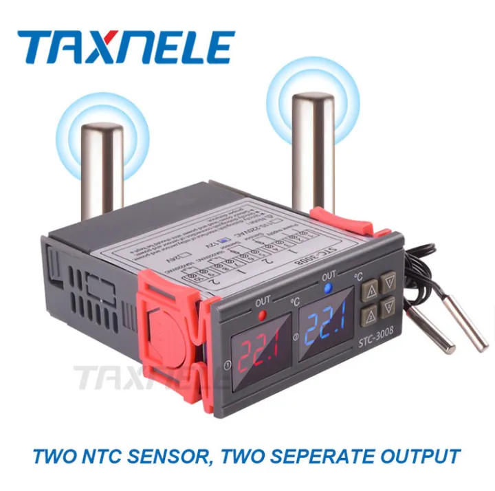 STC-3008 Dual Digital Temperature Controller Two Relay Output 12V 24V ...